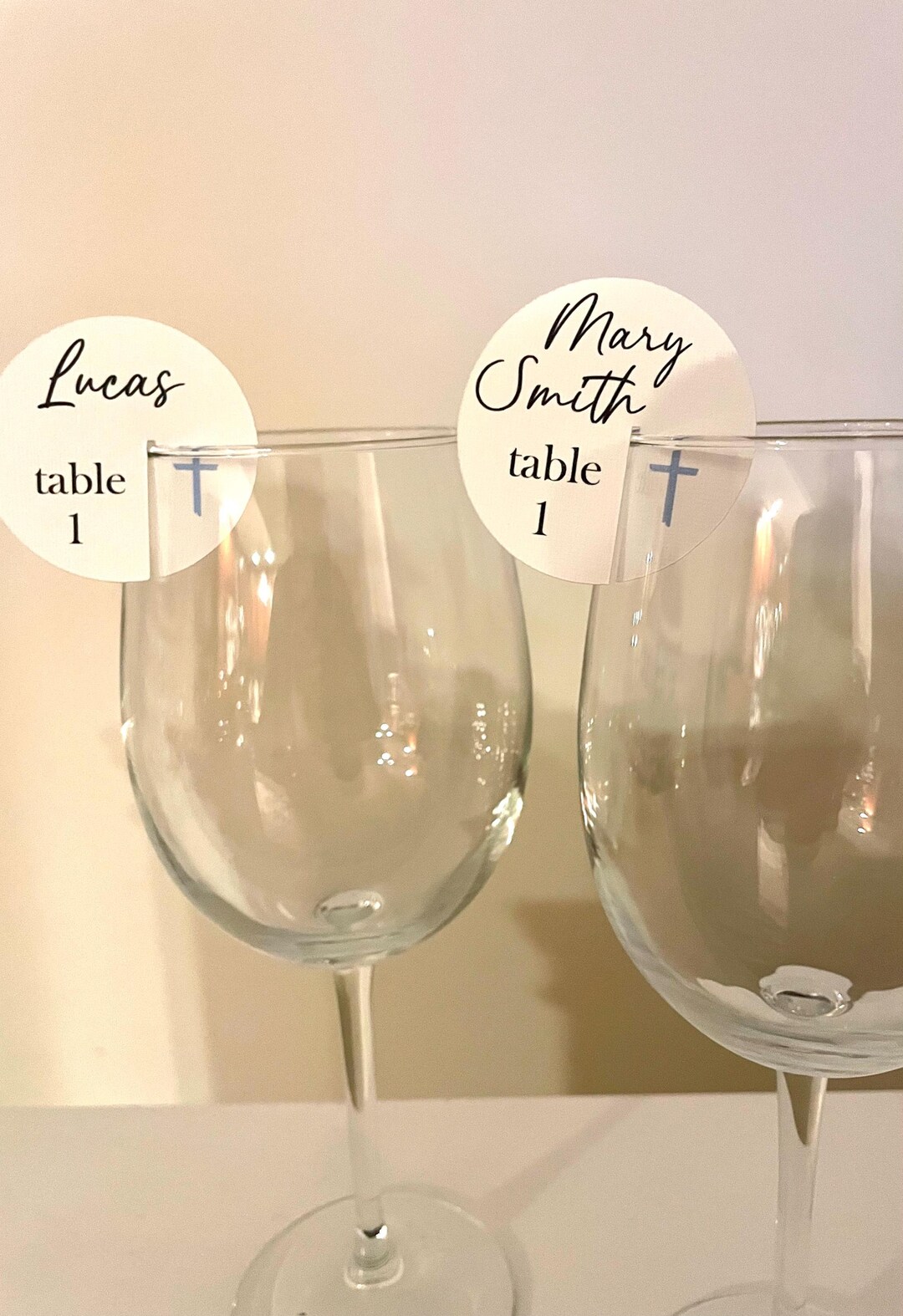 Custom Place Cards - Confirmation Communion Baptism Wine Glass Topper ...