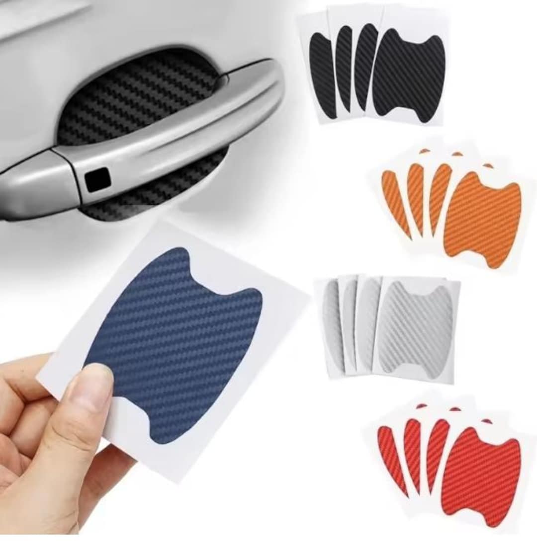 4pcs/set Car Door Sticker Carbon Fiber Scratches Resistant Cover Auto ...