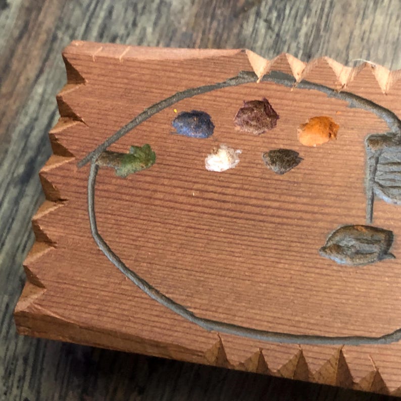 Paint Box Vintage Wood Box Carved and Painted by Rob Vetter - Etsy