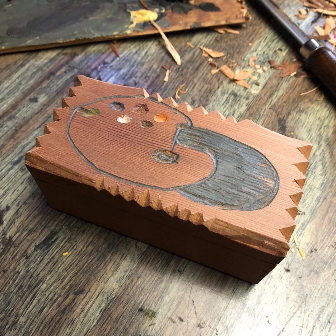 Paint Box Vintage Wood Box Carved and Painted by Rob Vetter - Etsy