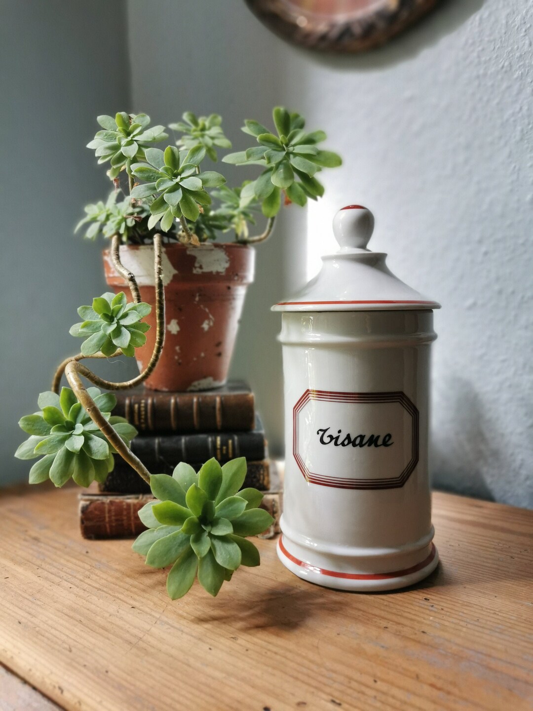 Ancien pot apothicaire Tisane en porcelaine D.T Paris France pharmacie ...