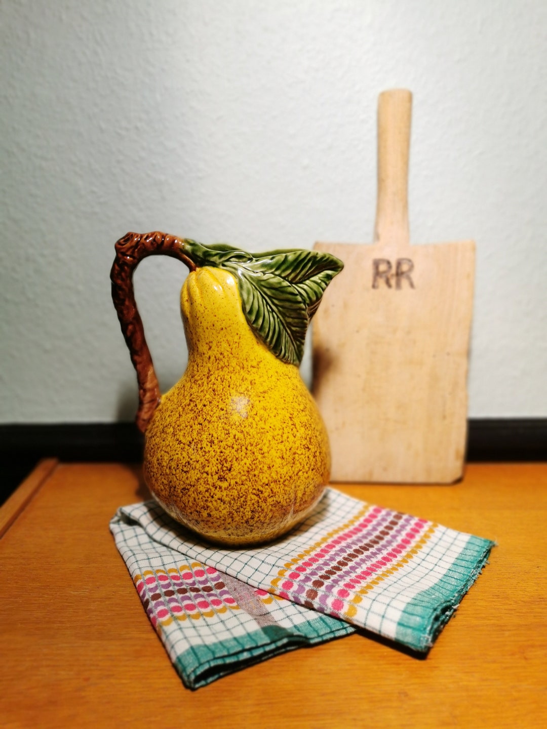 Grand Pichet Cruche Vase Barbotine poire, céramique rare vintage 1970 ...