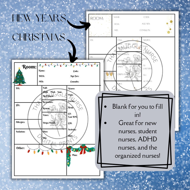 Holiday Themed Nursing Report Sheet Bundle - Etsy