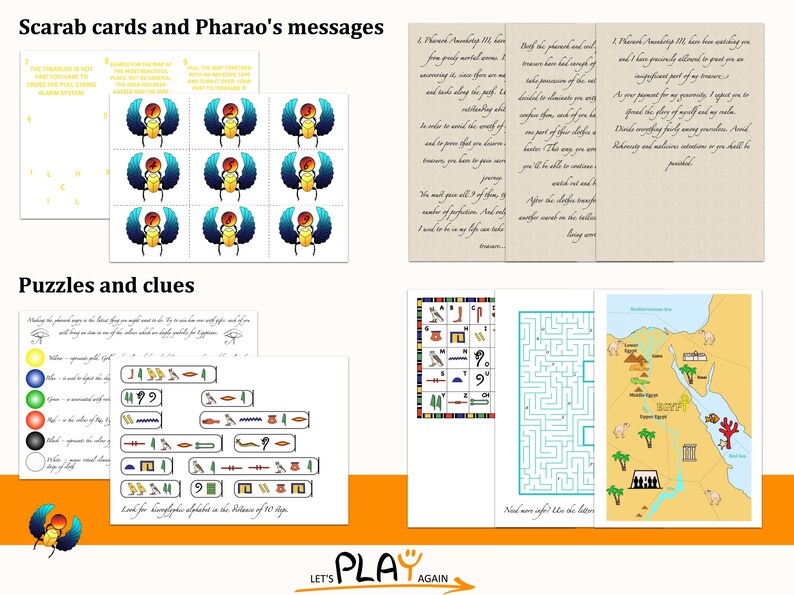 Treasure Hunt the Pharaoh’s Treasure, Clues to Print, Birthdays Games ...