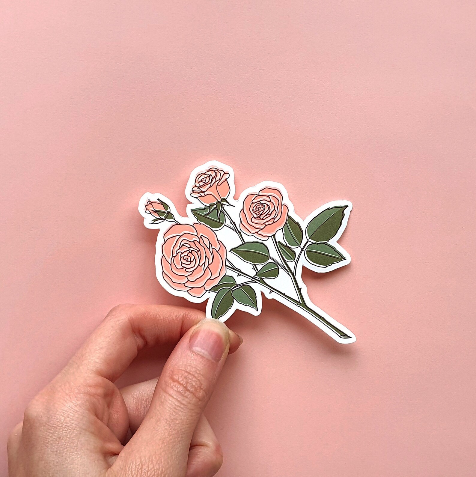 Rose Sticker Waterproof Rose Sticker Rose Art | Etsy