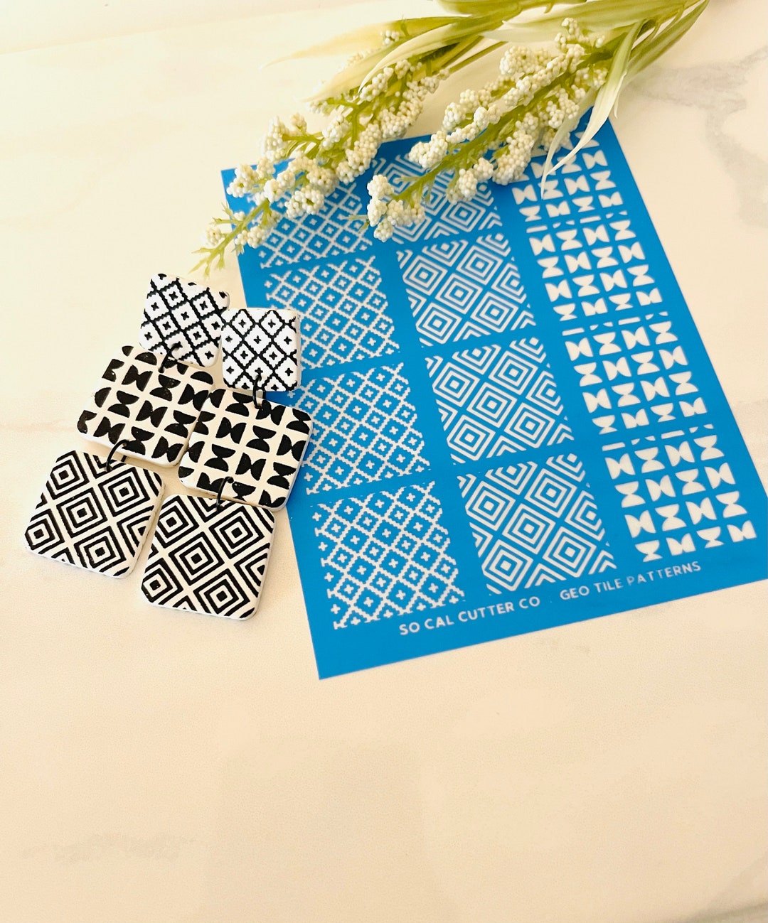 Geometric Tile Silk Screen Stencil: Polymer Clay & Textile Pattern - Etsy