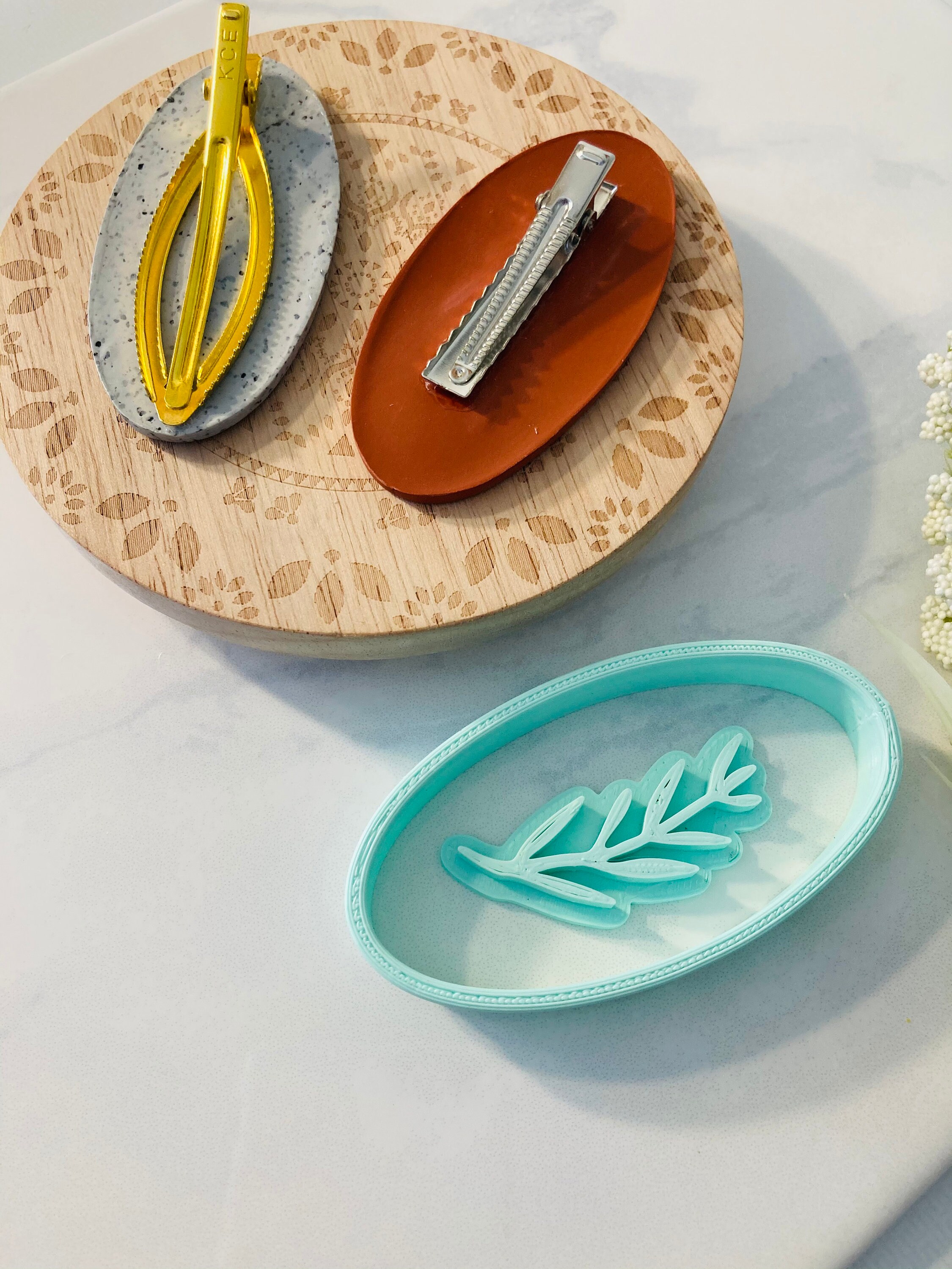 Oval Shape Cutter Botanical Leaf Stamp Polymer Clay Stamp - Etsy