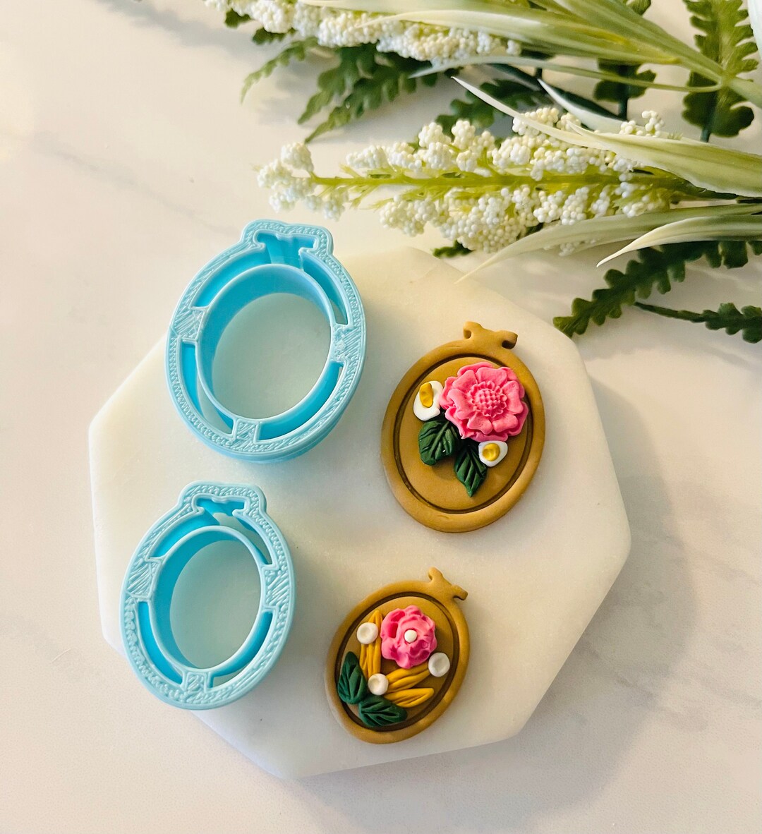 Embroidery Hoop Polymer Clay Cutter Set: Floral Pendant Mold - Etsy