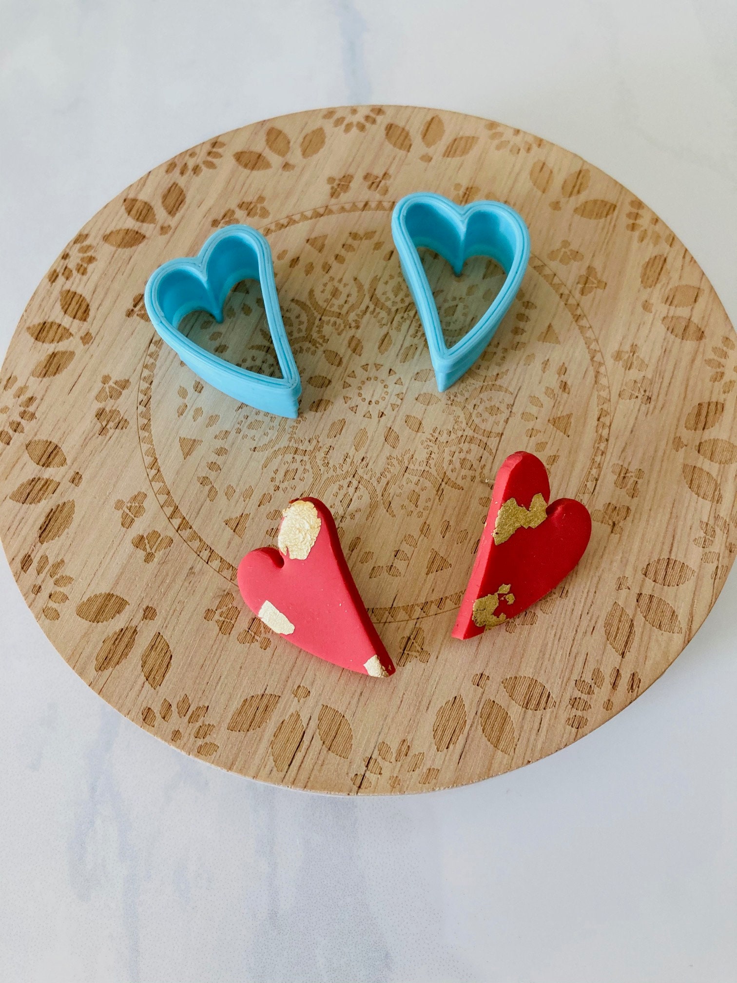 Heart Shape Clay Cutter Set Elongated Heart Heart Studs | Etsy