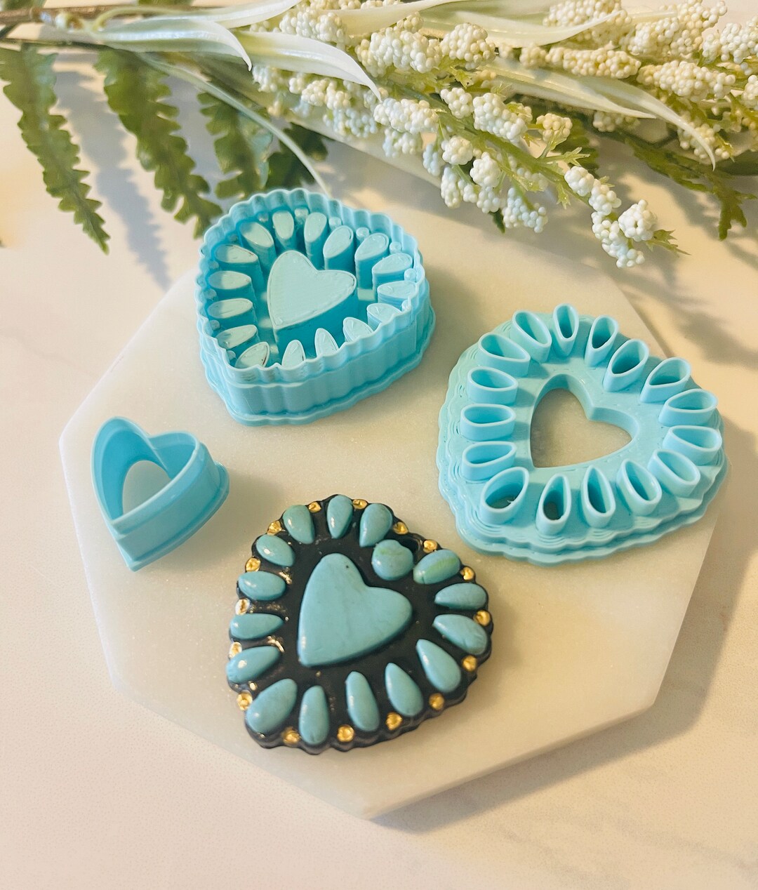 Heart Cutter Set, Heart Pendant, Turquoise Medallion Cutter, Debossing ...