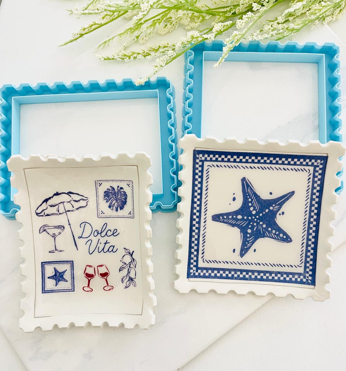 Embossed Postage Stamp Clay Cutter Set: Trinket Dish, Ornament, Cookie ...
