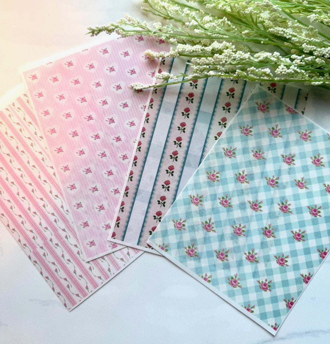 Cottagecore Rose Clay Transfer Set for Polymer Clay, Spring Pattern ...