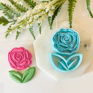 Embossed Rose and Leaves Clay Cutter Set: Floral Polymer Clay Mold - Etsy