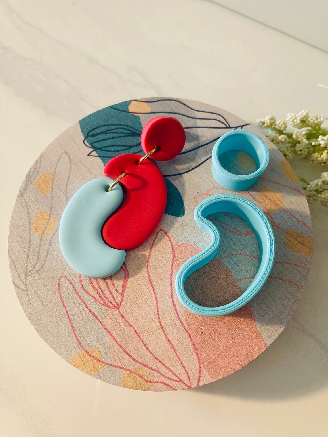 Abstract Bean Shape Clay Cutter Rounded L Shape Pendant - Etsy