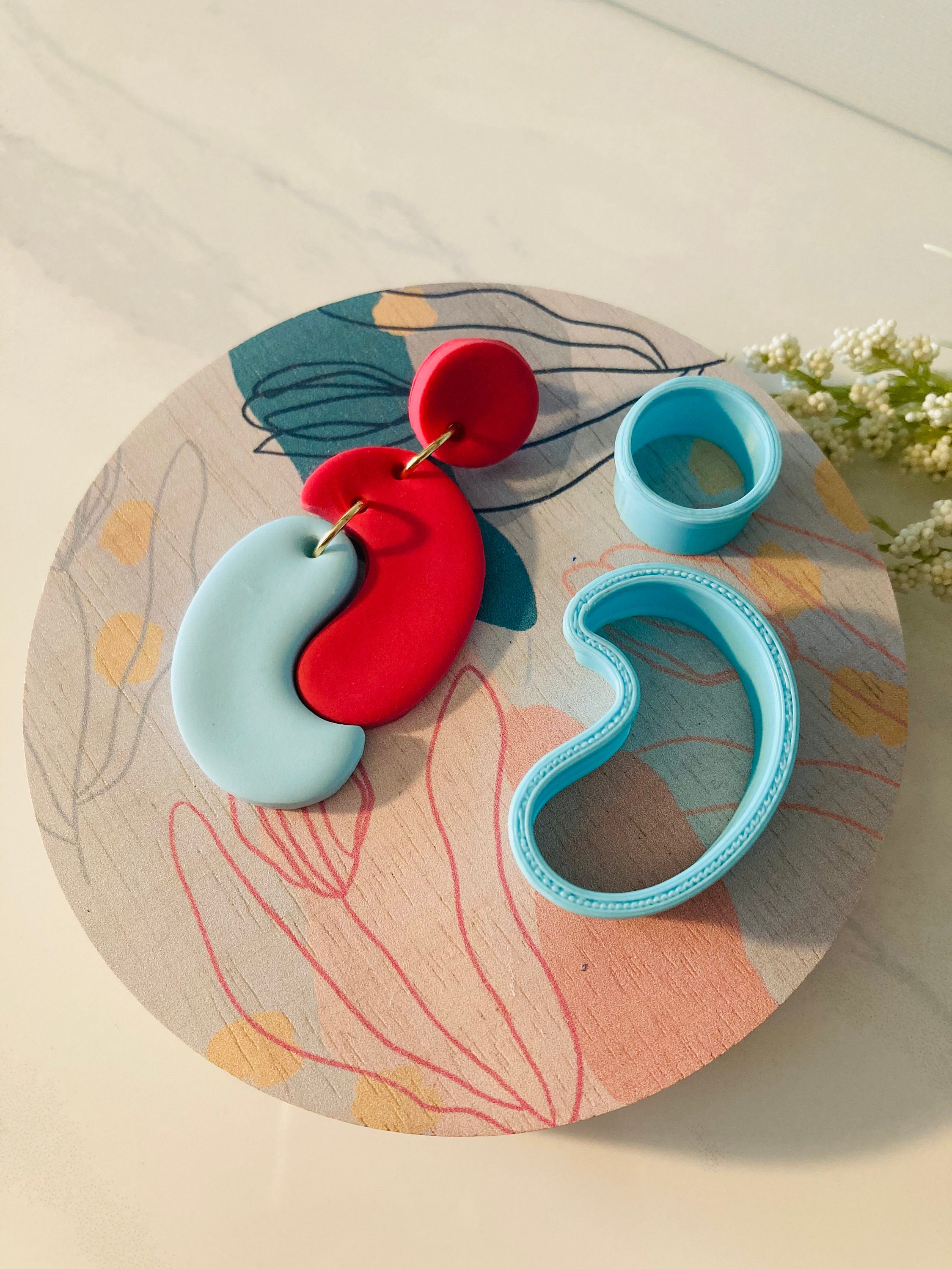 Abstract Bean Shape Clay Cutter Rounded L Shape Pendant - Etsy