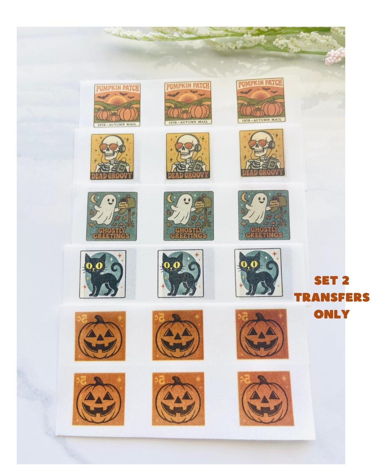 Halloween Postage Stamp Clay Cutter Set: Retro Polymer Clay Transfers ...