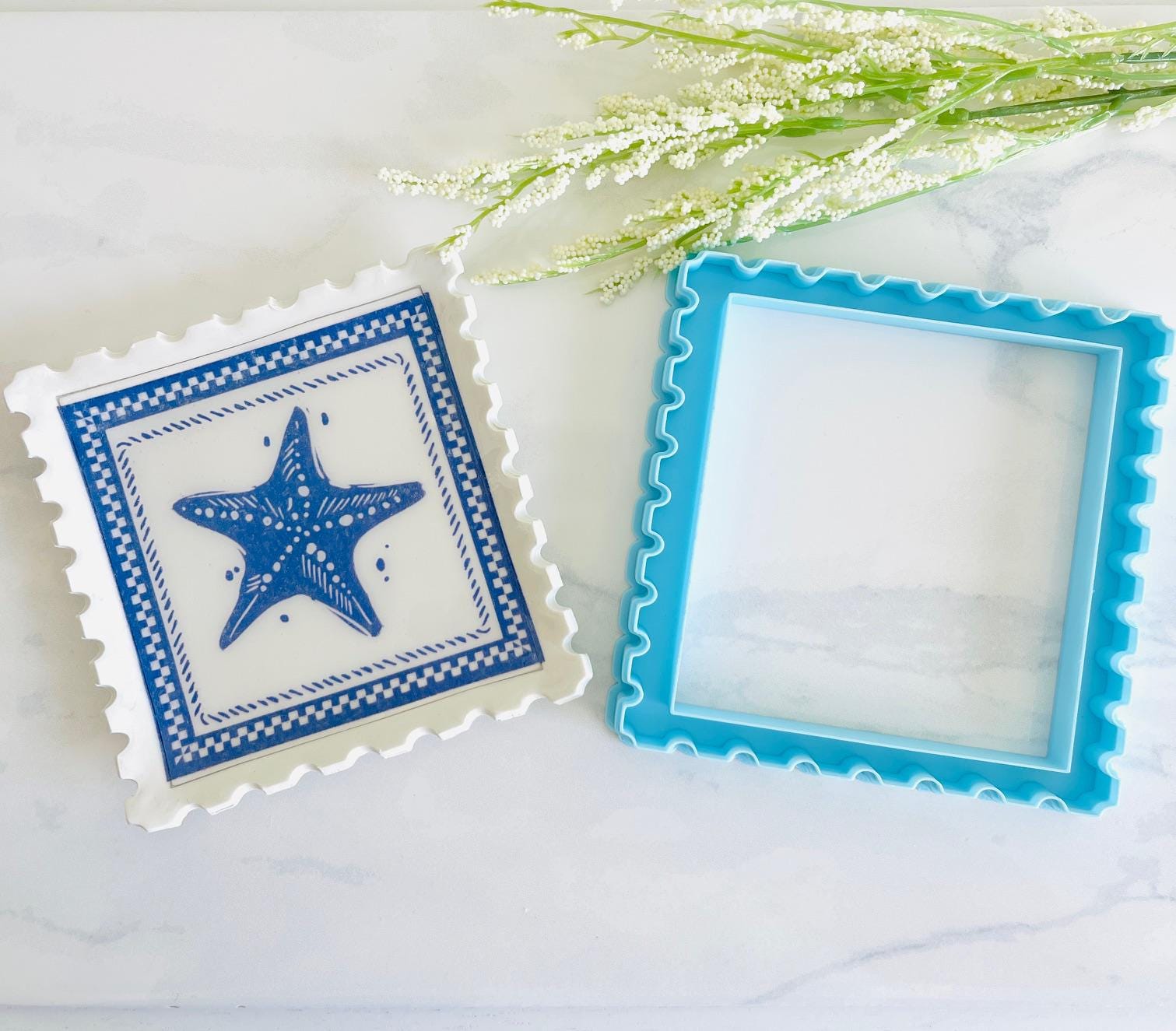 Embossed Postage Stamp Clay Cutter Set: Trinket Dish, Ornament, Cookie ...