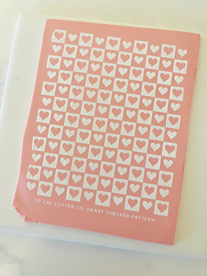 Clay Silk Screen Stencil Heart Checker Pattern Clay Stencil - Etsy