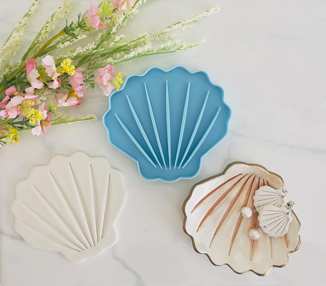 Clam Shell, Trinket Dish Clay Cutter, Embossed Clam Shape, Ornament ...