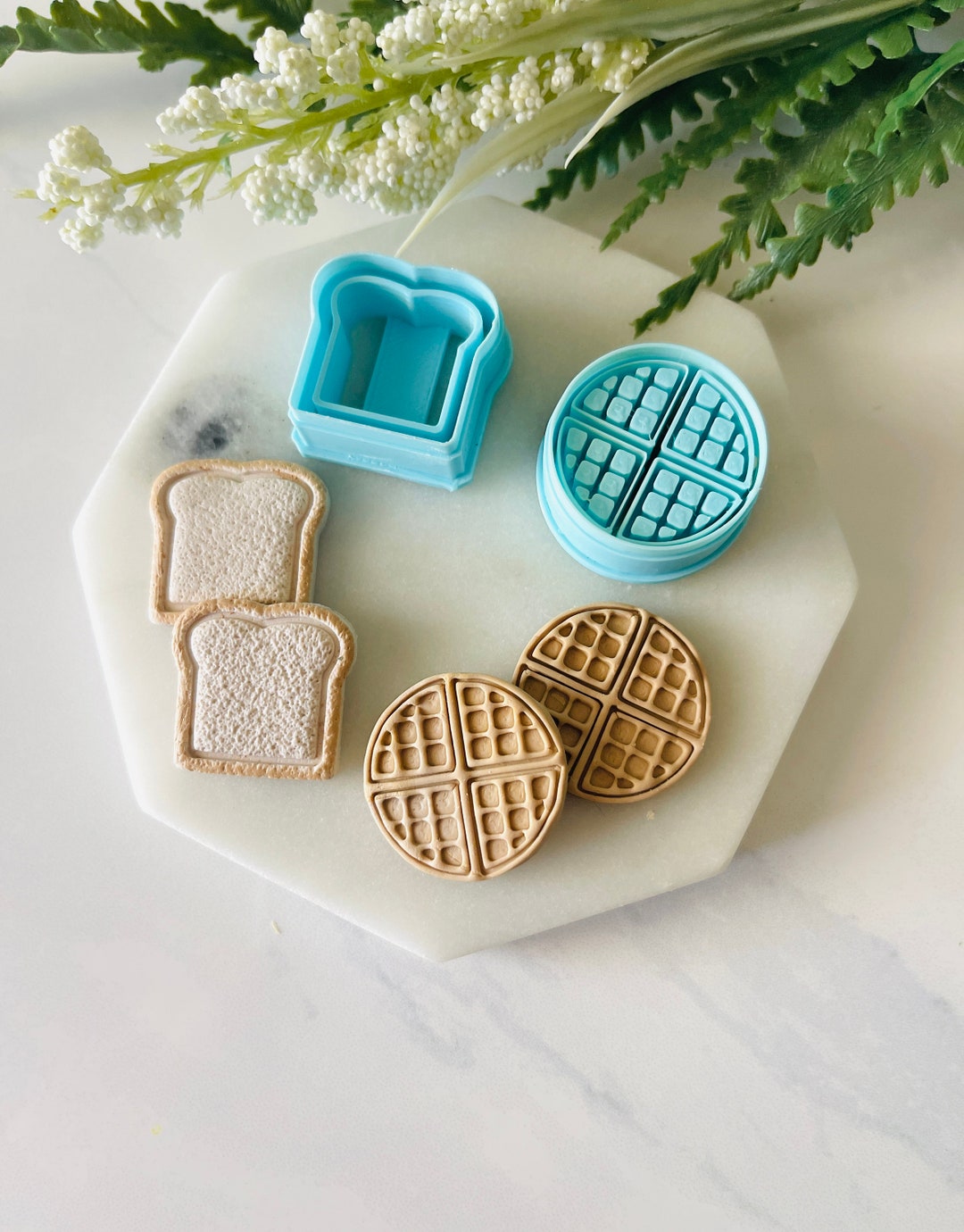 Waffle and Bread Slice Clay Cutter Set: Food Stud Earrings - Etsy