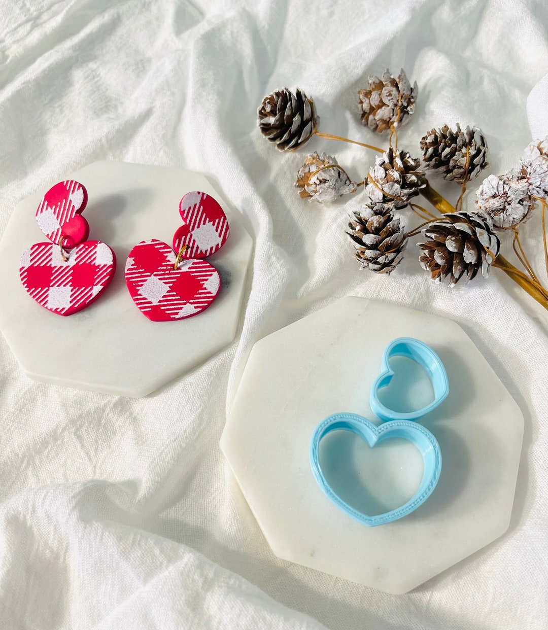 Heart Shape Clay Cutter Set, Rounded Heart, Heart Stud, Heart Dangle ...