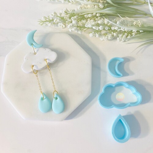 Cloud Shape Clay Cutter Moon Shape Water Drop Shape Stud - Etsy