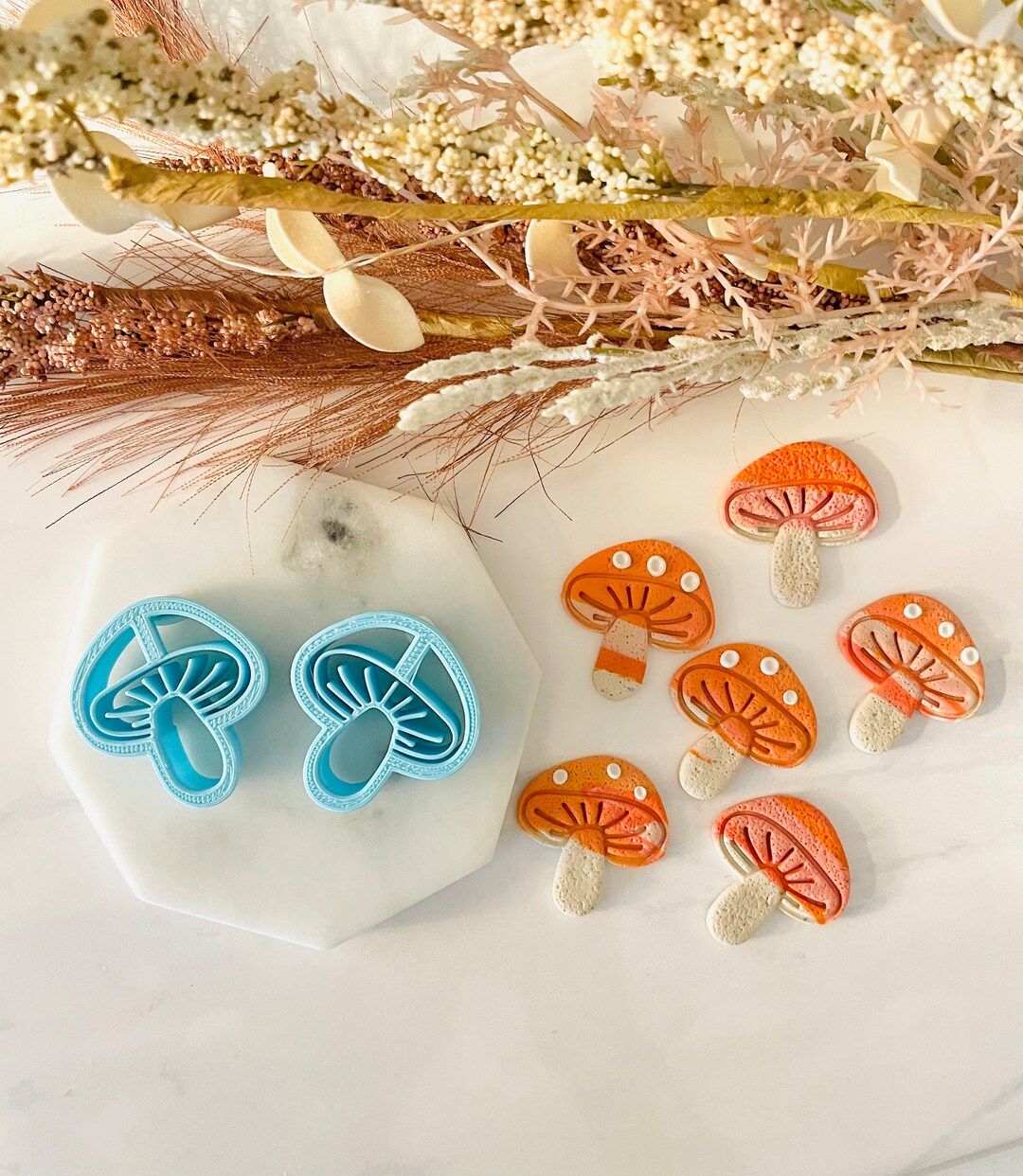 Mushroom Clay Cutter Set: Toadstool Stamp, Polymer Clay Mold - Etsy