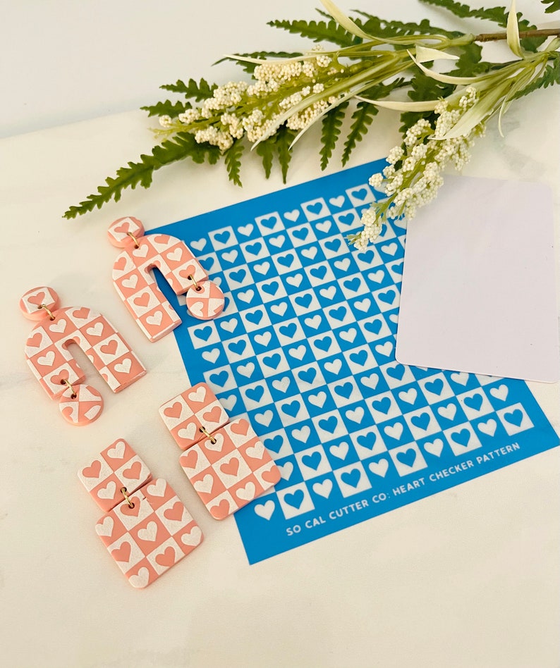 Clay Silk Screen Stencil Heart Checker Pattern Clay Stencil - Etsy