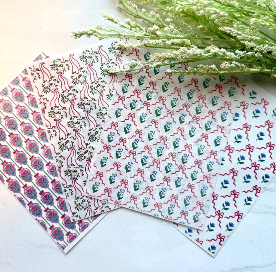 Spring Ribbons & Floral Clay Transfer Set, Cottagecore Bow Patterns for ...