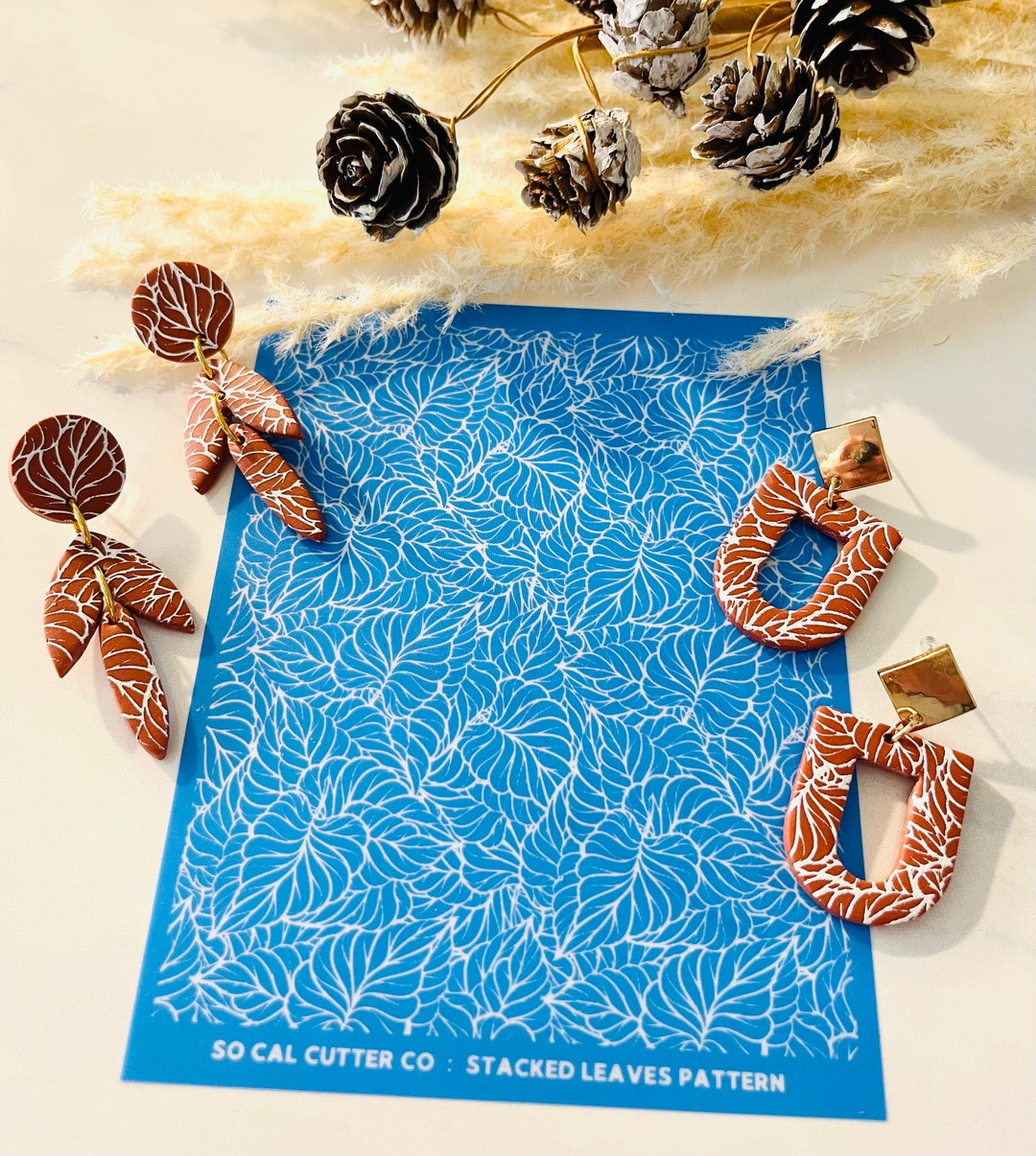 Clay Silk Screen Stencil, Stacked Leaves Pattern, Clay Stencil and ...