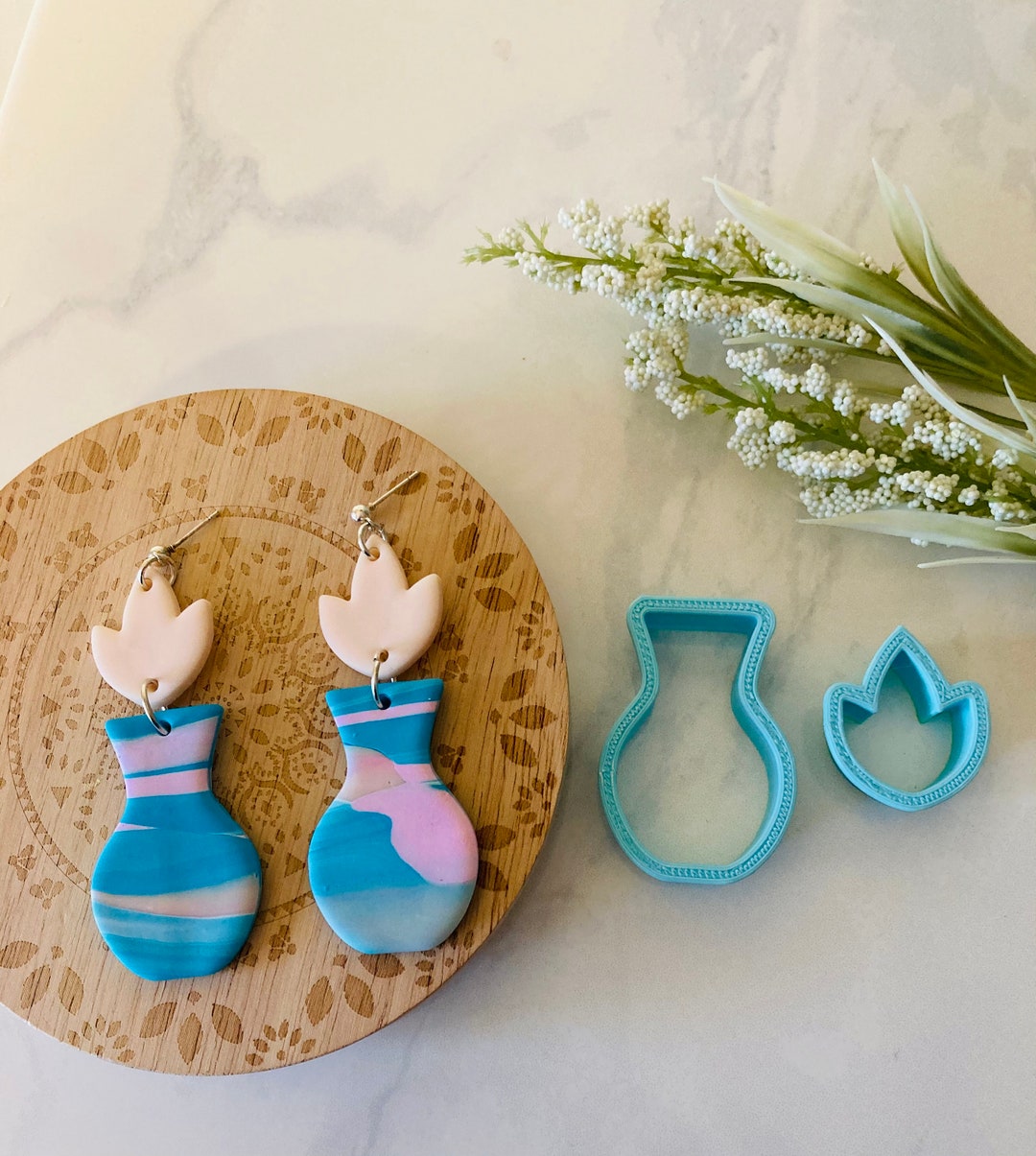 Vase and Lotus Clay Cutter Set: Polymer Clay Earring Cutters - Etsy