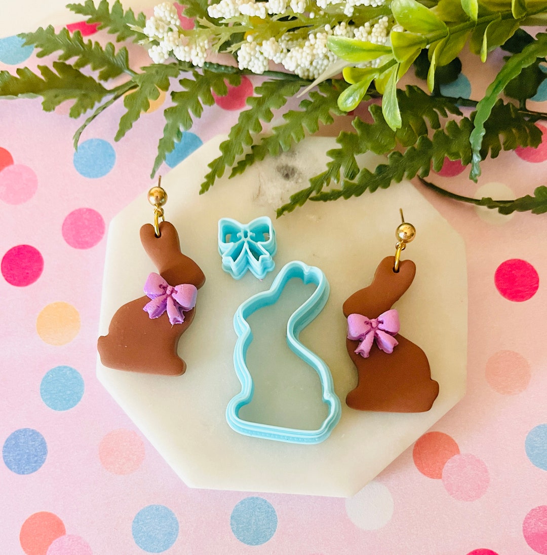 Bunny and Bow Clay Cutter Set, Easter Clay Cutter Set, Bunny Cutter ...
