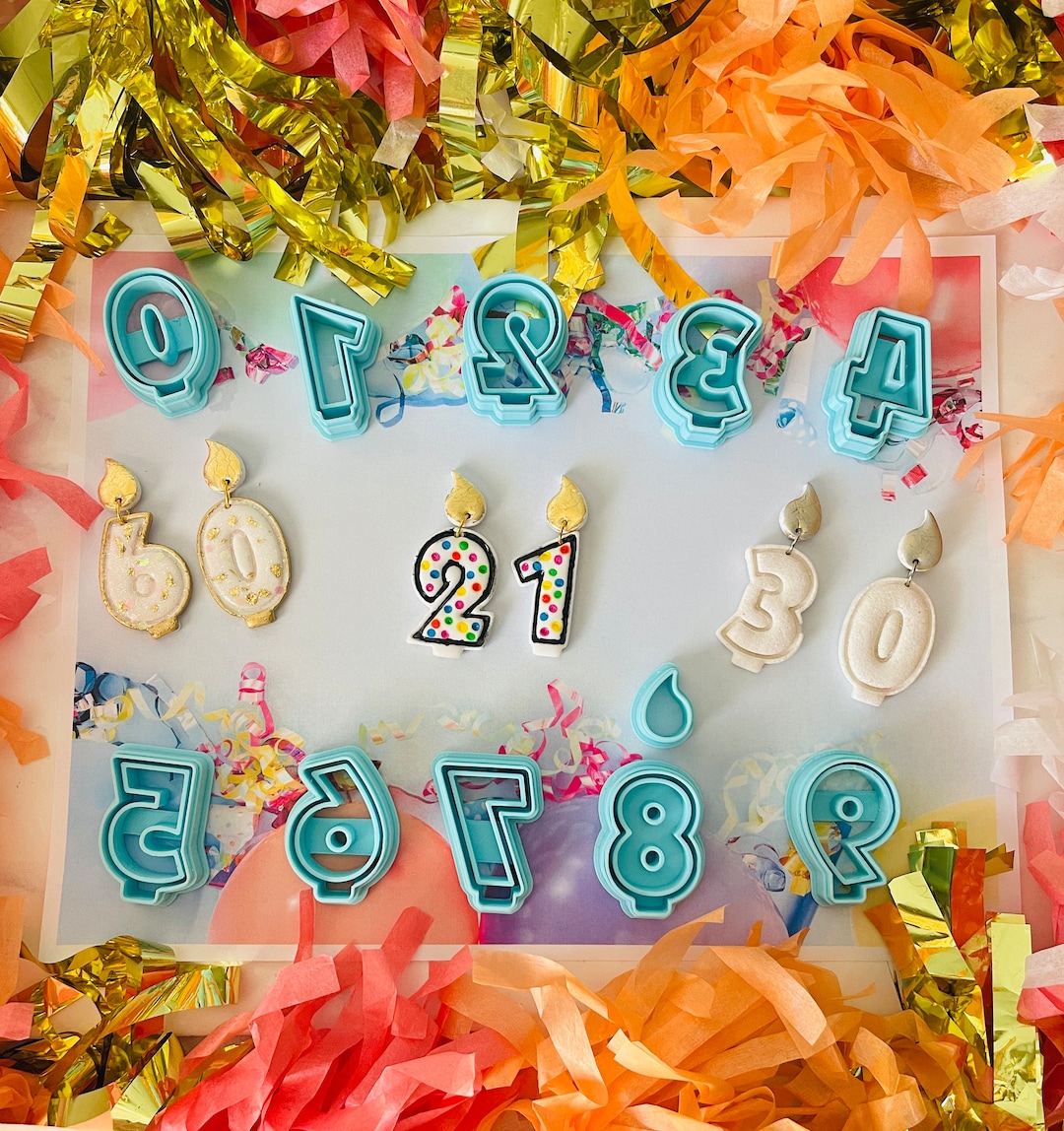 Birthday Candle Number Clay Cutters: Earring Mold Set - Etsy