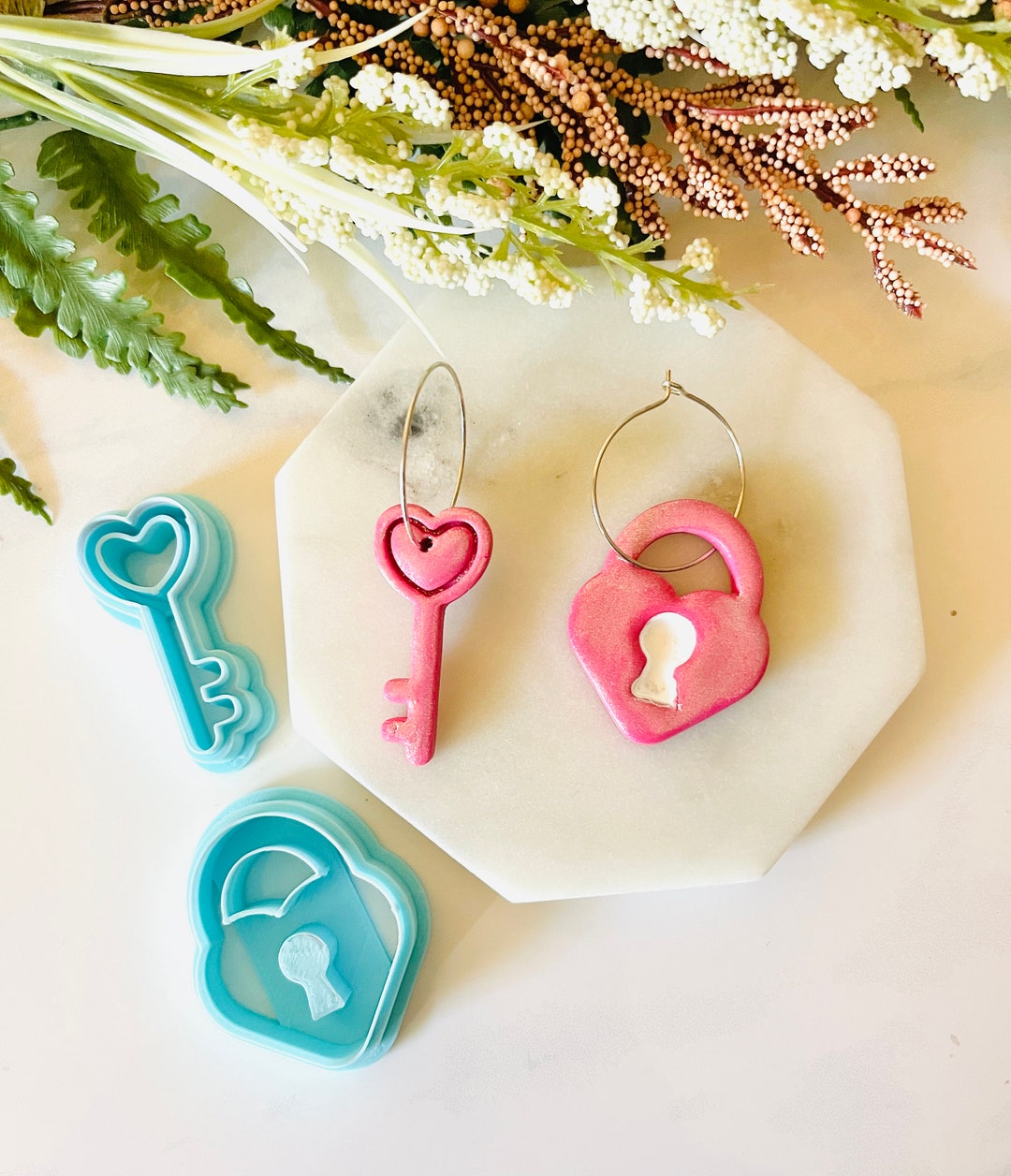 Heart Lock and Key Clay Cutter Set, Heart Shape, Key Shape, Heart ...