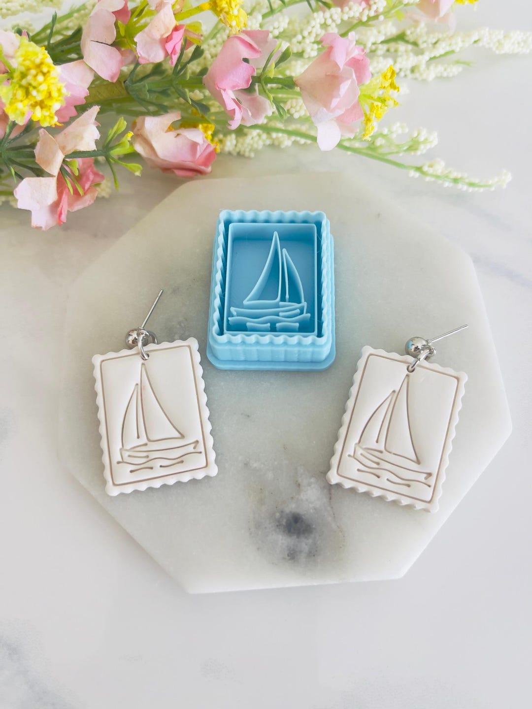 Sailboat Postage Stamp Polymer Clay Cutter: Nautical Earring Pendant - Etsy