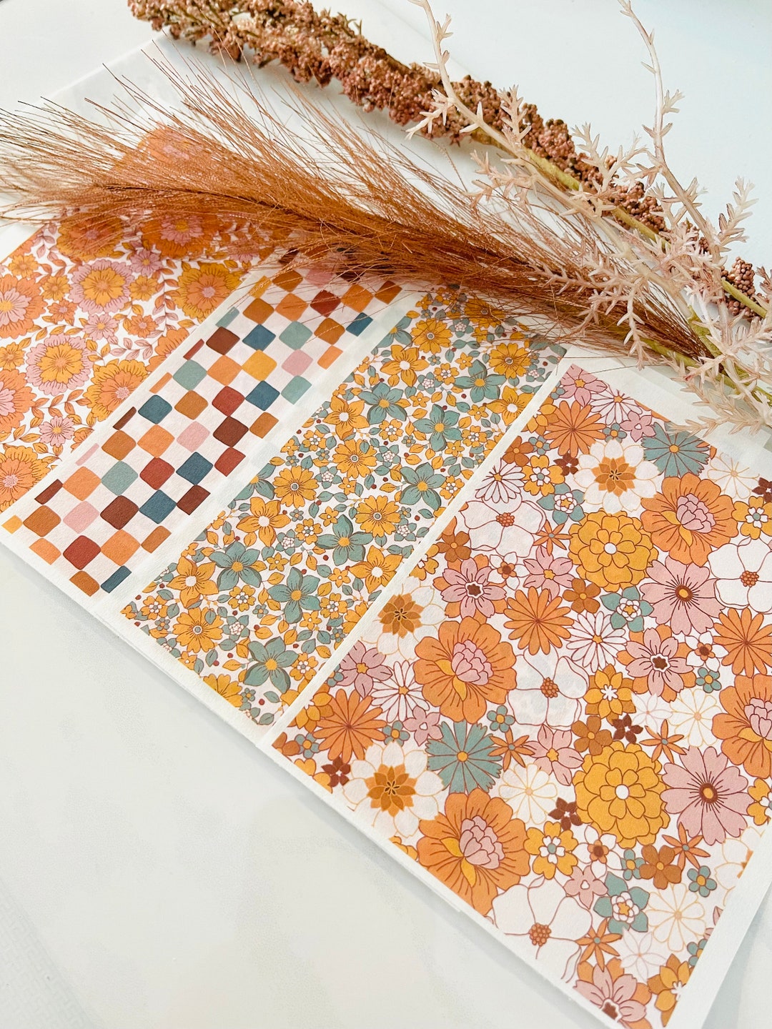 Clay Transfer Paper, Flower Power Set, Floral Transfer Paper Set, Retro ...