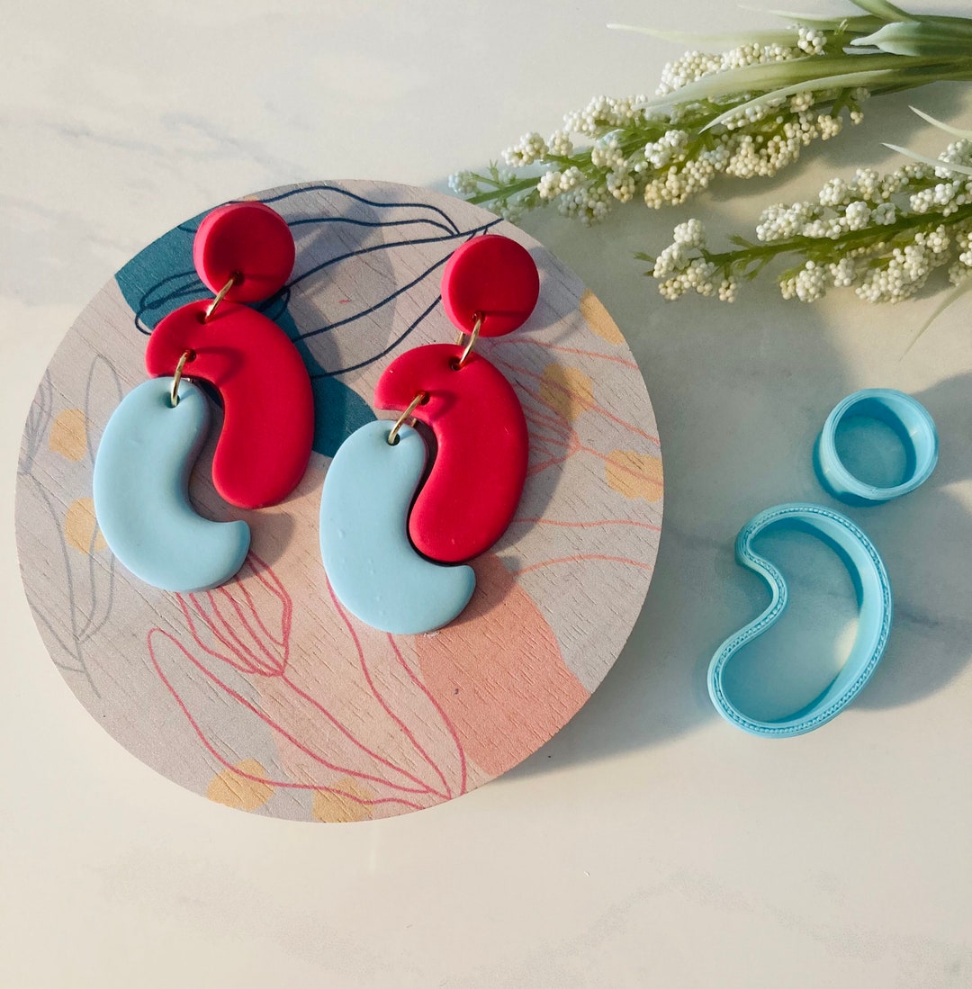 Abstract Bean Shape Clay Cutter Rounded L Shape Pendant - Etsy