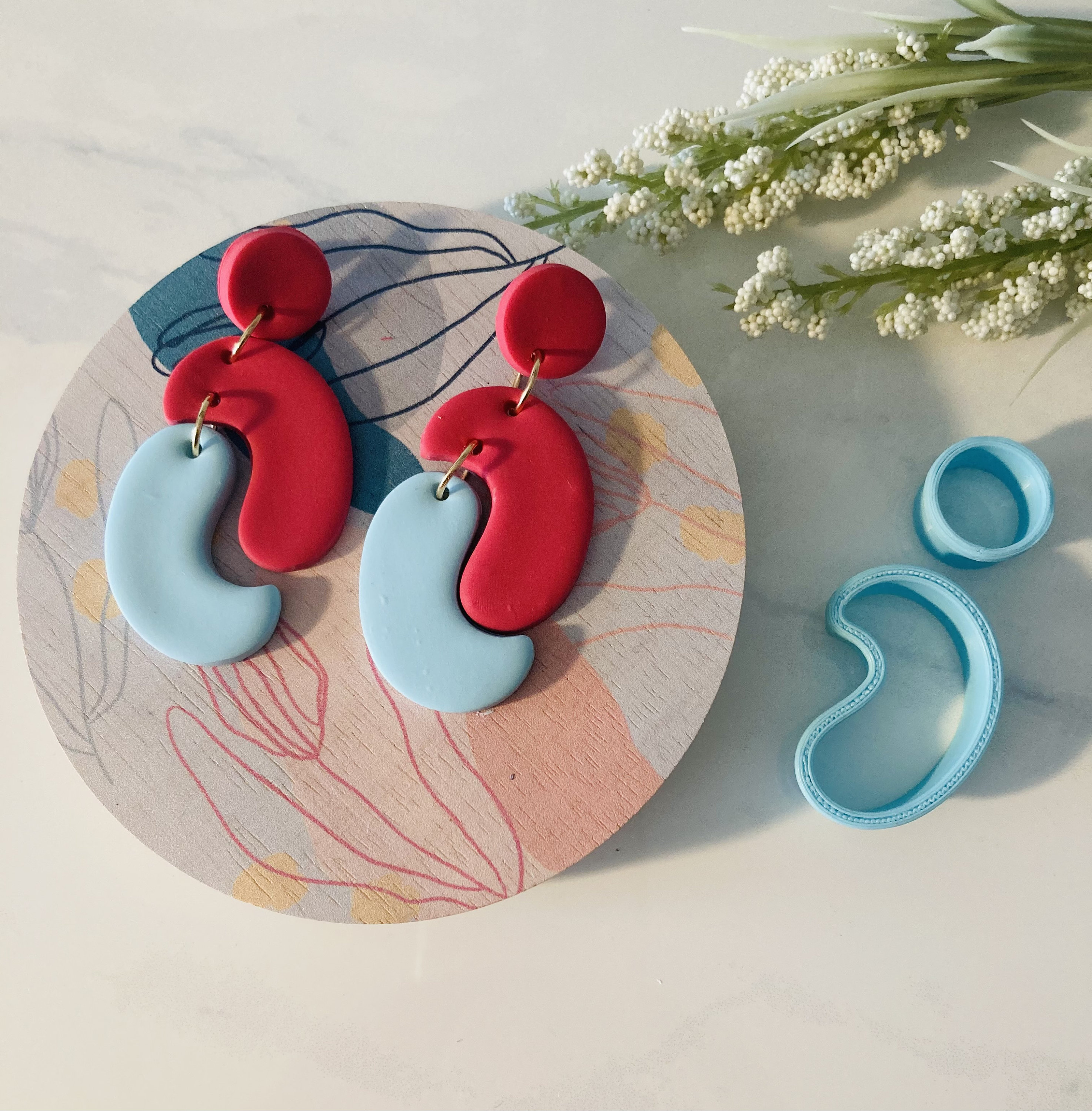 Abstract Bean Shape Clay Cutter Rounded L Shape Pendant - Etsy