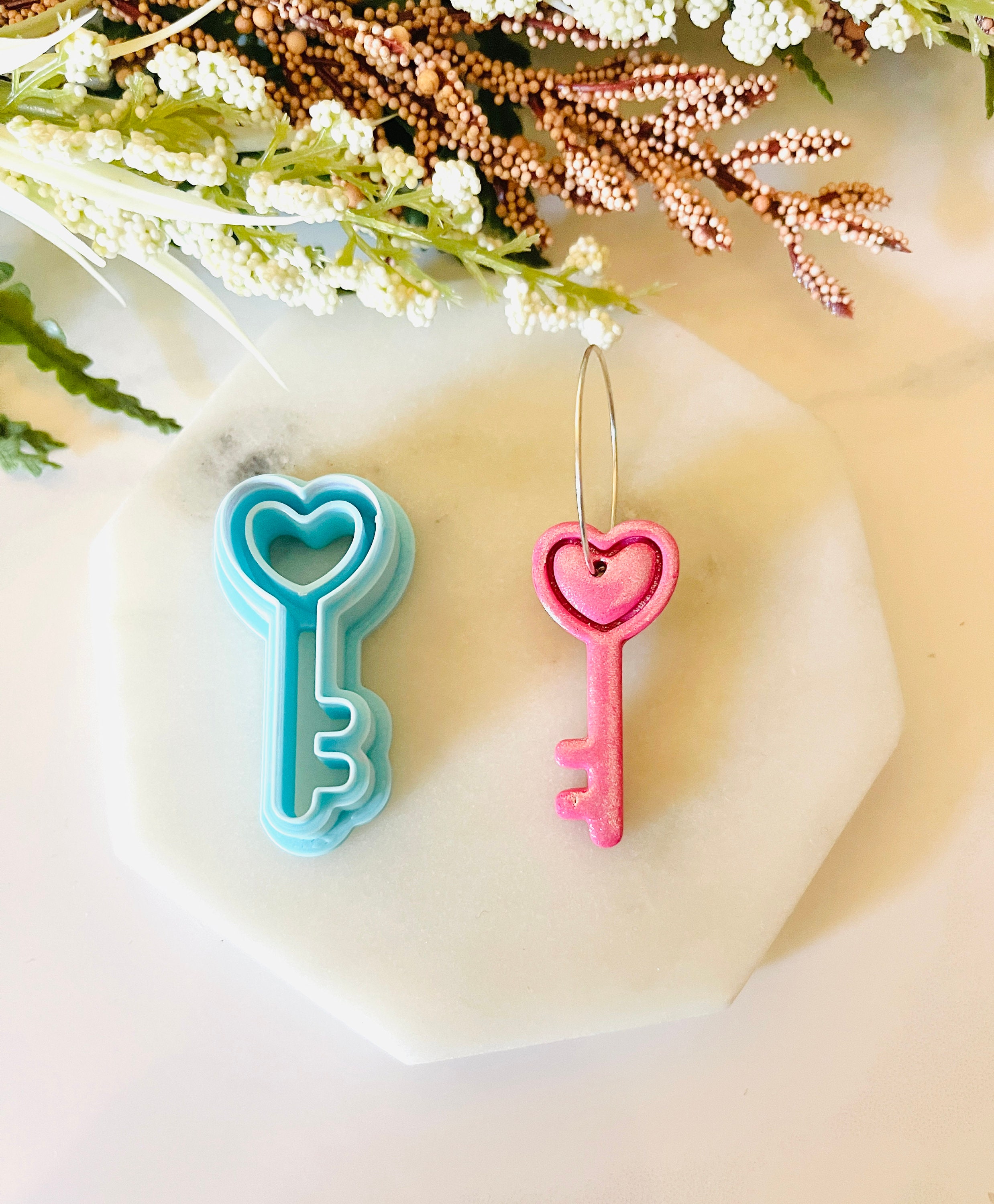 Heart Lock and Key Clay Cutter Set: Valentine's Day Earring Mold - Etsy