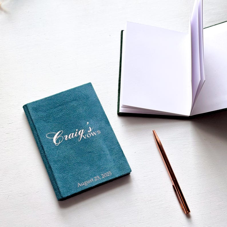 Personalized Velvet Vow Books Wedding 2 Set His and Her, Couple ...