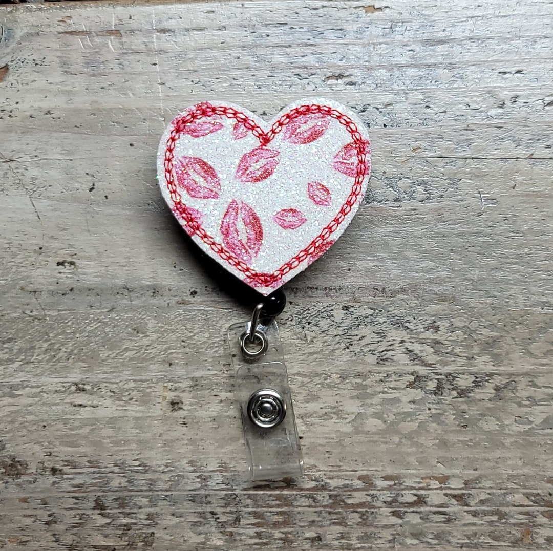 Heart and Kisses Valentine's Day Badges Love Badges Heart Badges ID ...