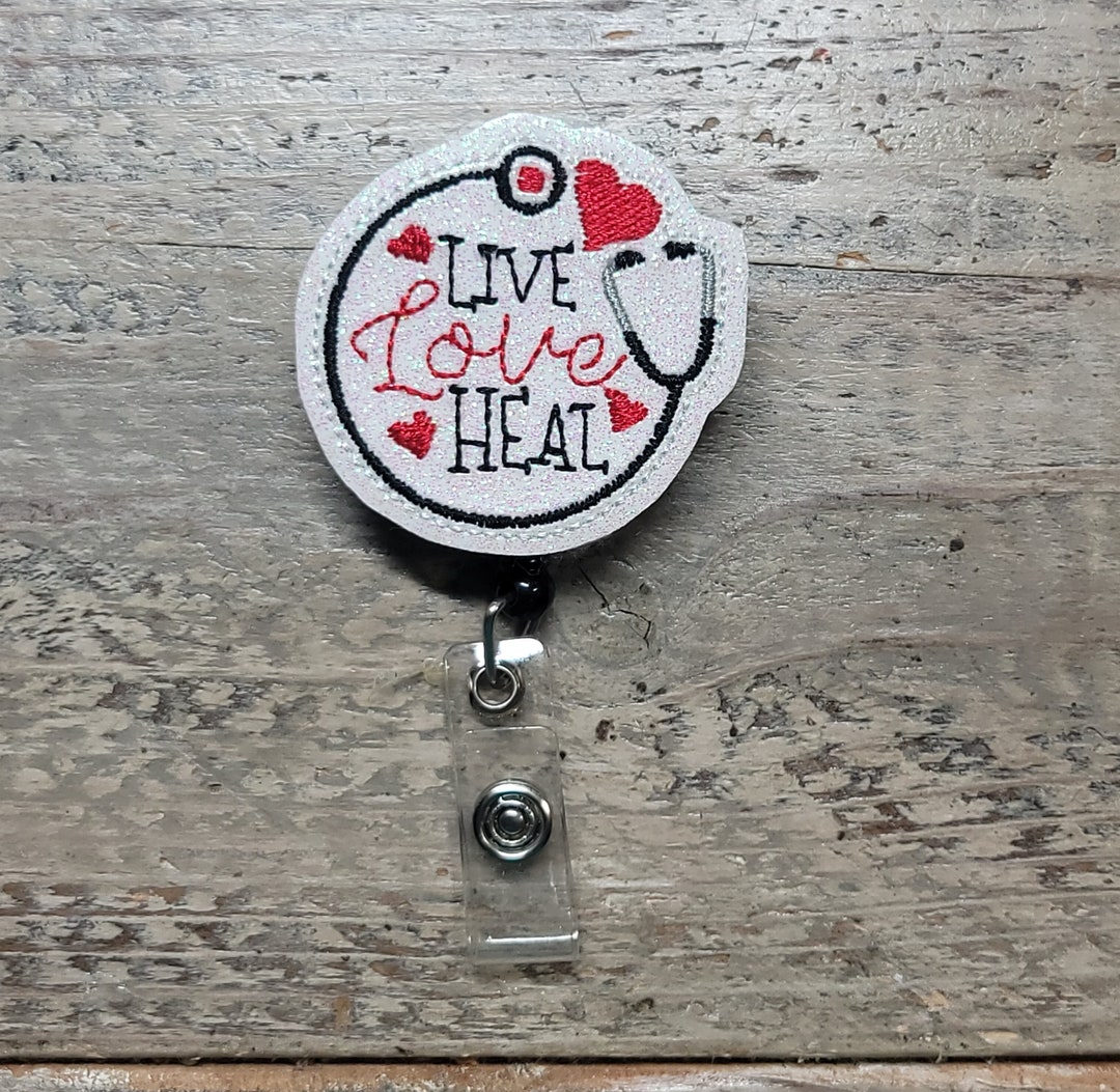 Live Love Heal Nursing Badges Nurse Badges Medical Badges Stethoscope ...