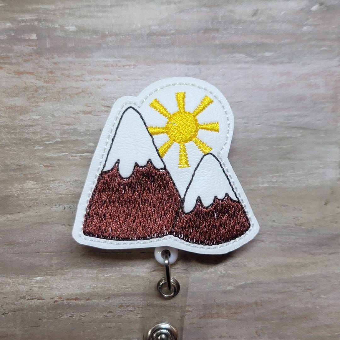 Sunny Mountain Peaks | Nature Badges | Mountain Badges | Sun Badges ...