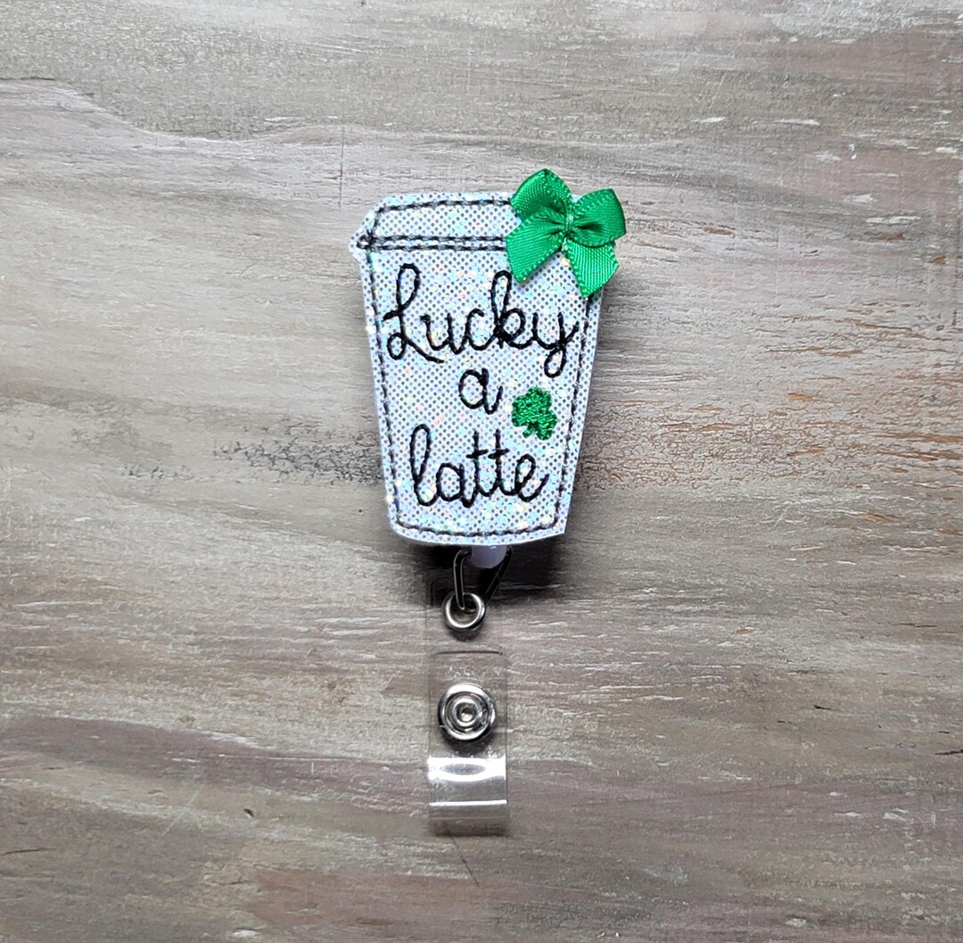 Lucky A Latte Coffee | St Patricks Day Badges | Shamrock Badges ...
