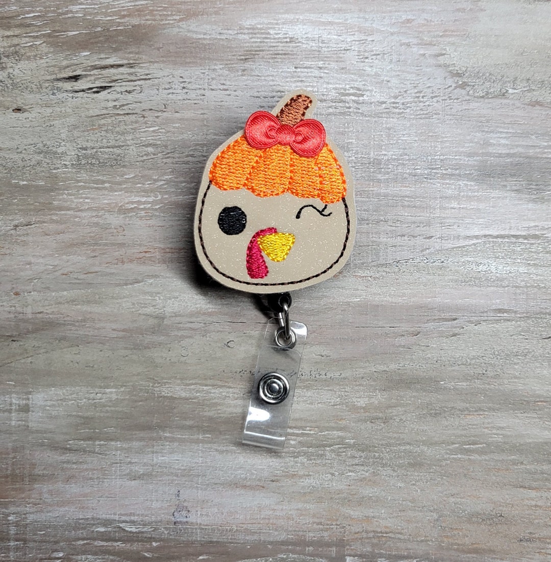 Turkey With Pumpkin Hat | Thanksgiving Badge | Turkey Badges | Fall ...