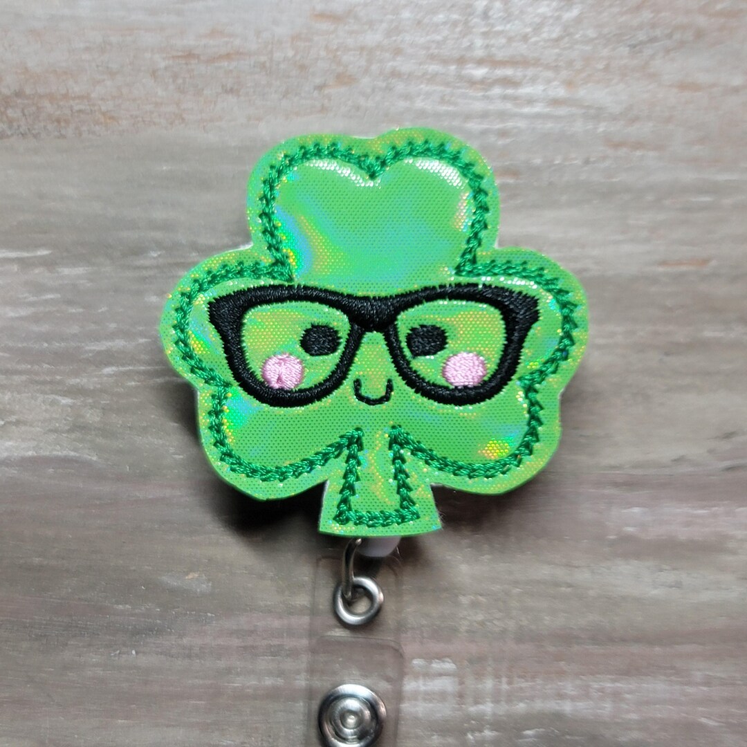 Geeky Shamrock | St Patricks Day Badges | Four Leaf Clover Badges ...