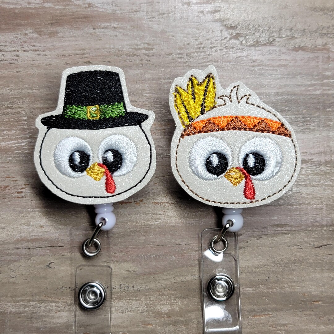 Turkey Badges | Pilgrim and Native Turkey | Happy Thanksgiving Badges ...