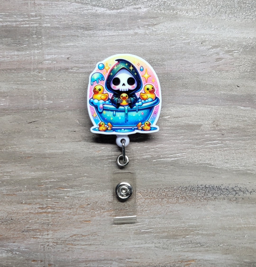 Grim in the Duck Tub | Snarky Badges | Sarcastic Badges | Skeleton ...