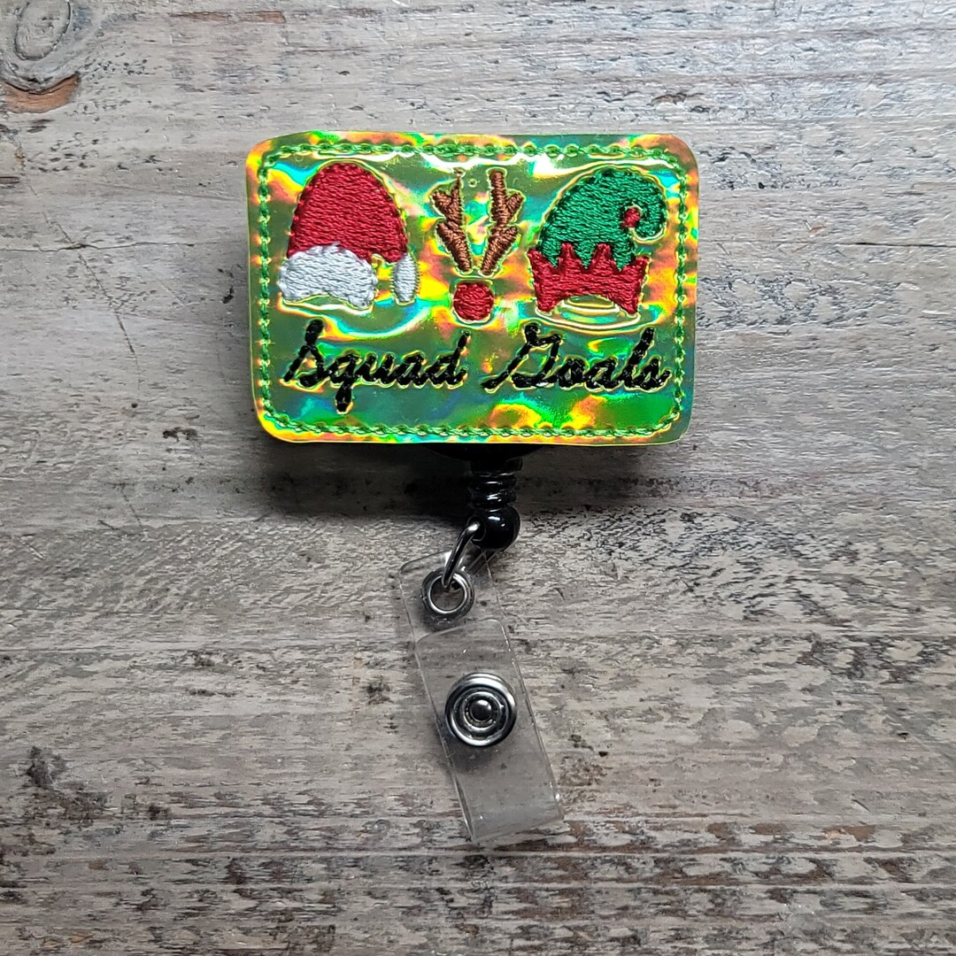 Christmas Squad Goals Holographic Christmas Badges Santa Claus Badges ...