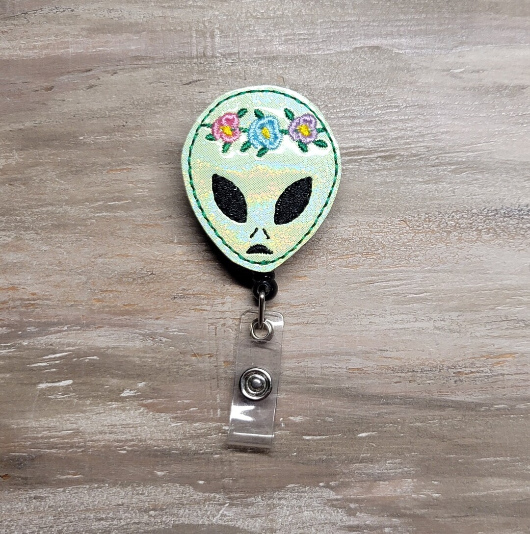 Alien With Flower Crown Alien Badges UFO Badges Extraterrorestrial ...